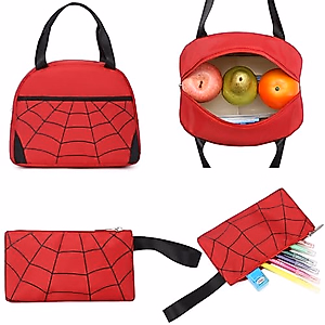 Gikizzi Boys School Backpack for Boys Backpack with Lunch Box Anime Backpack School Bag Bookbag Backpack Set for Boy Girls (Red)