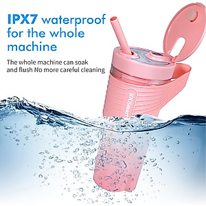 iOCSmart Portable Blender on the go, Mini Blender for Shakes and Smoothies, 16 oz Personal Juicer Blender Cup USB Rechargeable (Light Pink)