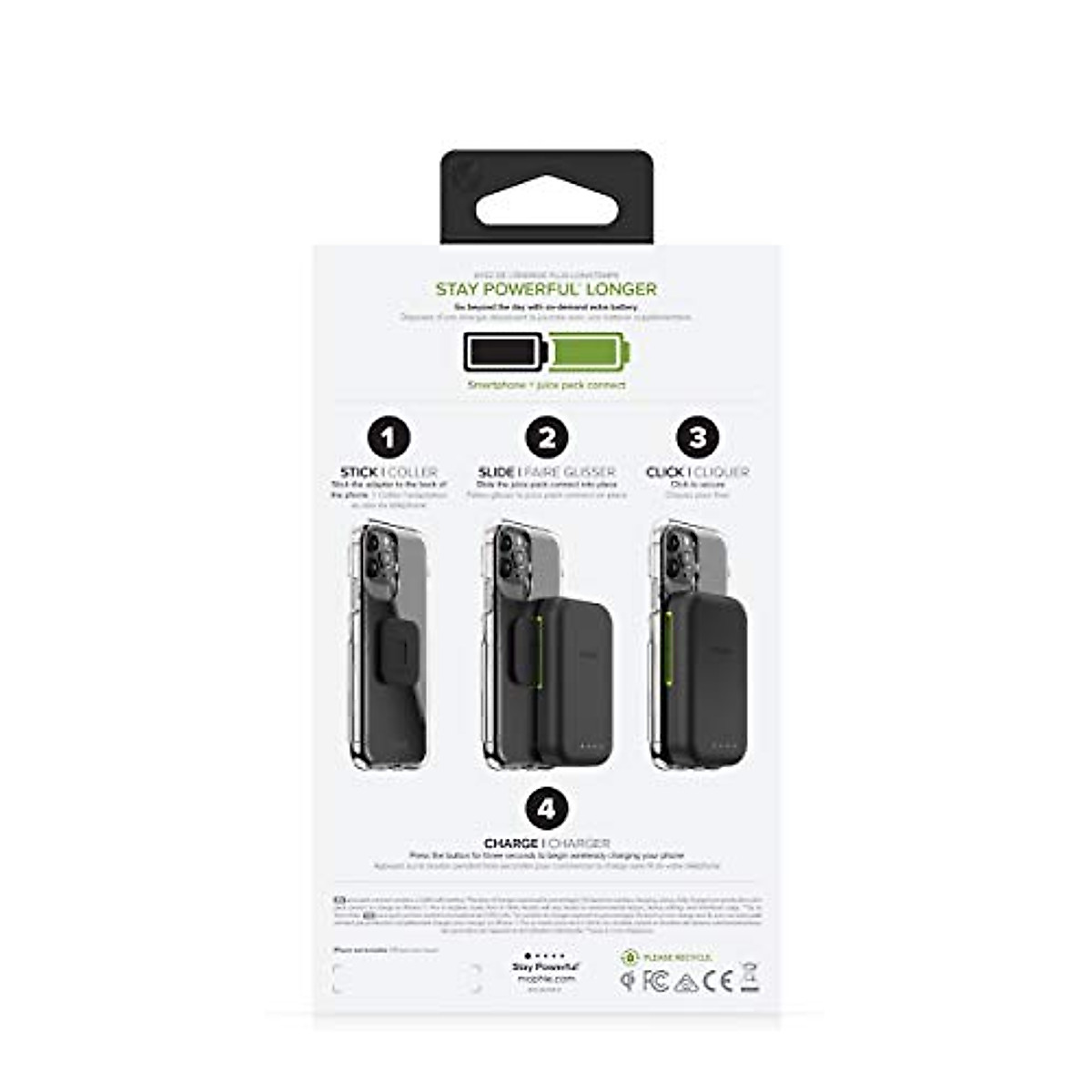mophie Juice Pack Connect Compact - containing a Portable 5,000mAh Battery with Dual Purpose Stand - Made for Qi-Enabled Smartphones - Black
