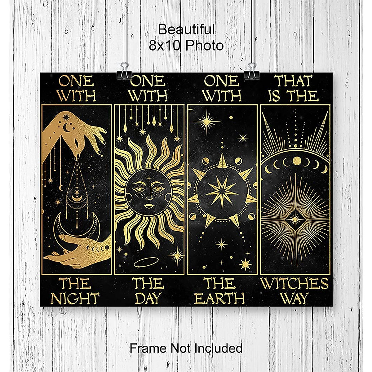 Witchy Sabbat Grimoire Witchcraft Decor - Sun, Moon, Celestial Wall Art - Celtic Woman Goddess Decor - Magic Home Decor - Boho Bohemian Witch Decor for Women - Wicca Wiccan Supplies - Pagan Gifts