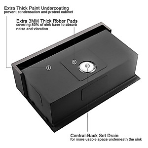 33 Inch Farmhouse Kitchen Sink Workstation Black - VOKIM 33x22 Apron Front Workstation Farmhouse Sink Stainless Steel 16 Gauge Single Bowl Gunmetal Matte Black Farm Sink