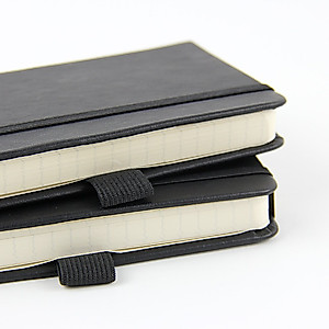 (2-Pack) Pocket Notebook 3.5" x 5.5", Small Hardcover Journal with Pen Holder, Inner Pockets, 100gsm Thick Ruled/Lined Paper, Black