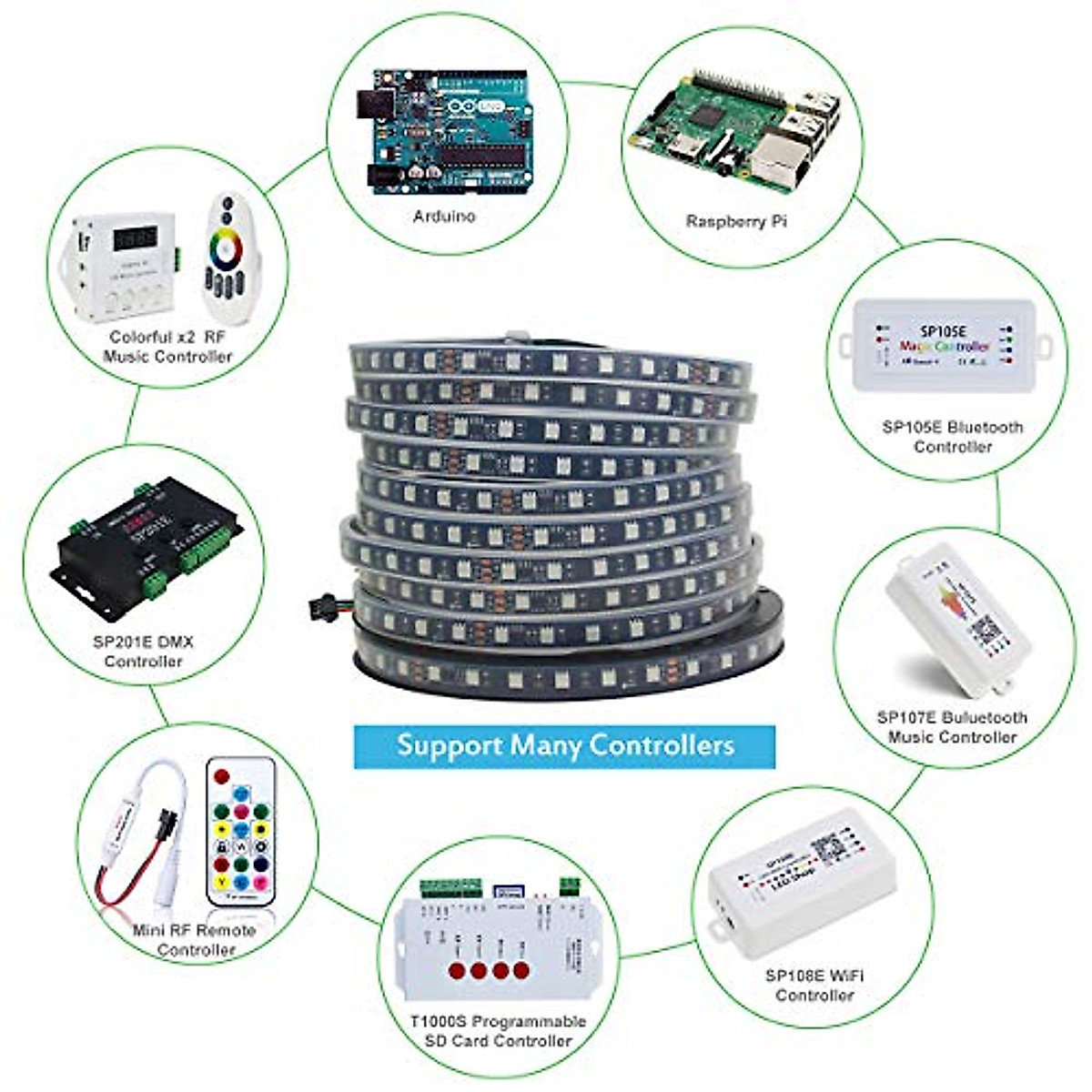 ALITOVE 32.8ft Addressable RGB LED Strip Light WS2811 Dream Color Digital Programmable Flexible LED Pixel Tape Light 24V 10m 600 LEDs 5050 SMD Waterproof IP67 Black PCB for Arduino Raspberry Pi