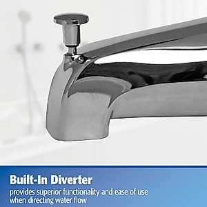 Plumb Pak Universal Fit Bathtub Spout with Diverter, Polished Chrome