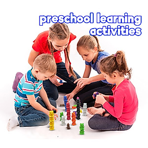 Skoolzy Rainbow Stackable Counting Bears - Stacking & Sorting Bears for Toddlers 50 pcs - Teddy Bear Math Manipulatives for 3-8 Kids & Adults