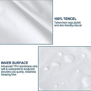 Pillow Protectors Pillow Cases Queen 2 Pack 100% Waterproof Tencel Silk Soft & Skin Friendly with Hidden Zipper Encasement Covers for Queen Size Pillows, Machine Washable