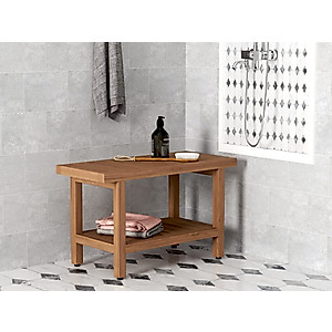AquaTeak The Original 30" Spa Teak Shower Bench with Shelf