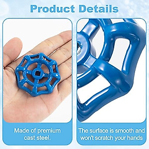 Pndeyo 2pcs 6x6mm Outdoor Faucet Handle, Round Wheel Hose Bib Handle, Rustproof Water Spigot Handle Outside Water Valve Faucet Handle Replacement Parts for Garden Courtyard Bathroom- Blue