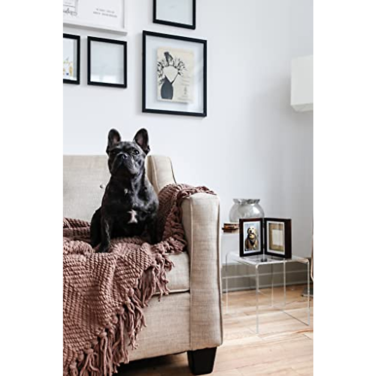 Pearhead Dog or Cat Pawprint Tabletop Photo Frame With Clay Imprint Kit, Tabletop Pet Keepsake Picture Frame, Paw Print Making Kit Included, 4" x 6" Photo Insert, Espresso