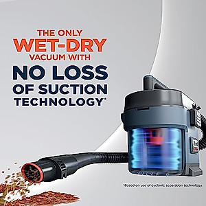 Shark VS101 MessMaster Portable Wet Dry Vacuum, Small Shop Vac, 1 Gallon Capacity, Corded, Perfect for Pets & Cars, AnyBag Tech, Self-Cleaning, Ultra-Powerful Suction for Tough Wet & Dry Messes, Blue