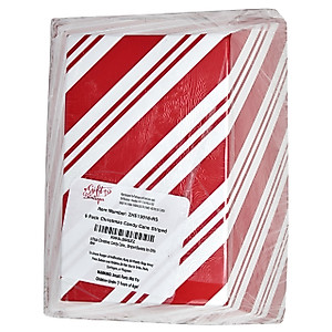Gift Boutique 6 Pack Christmas Candy Cane Striped Gift Baskets 8" x 10" Rectangle Red & White Stripes Empty Gift Basket with Handles Cardboard Market Tray for Holiday Decorative Present Wrapping