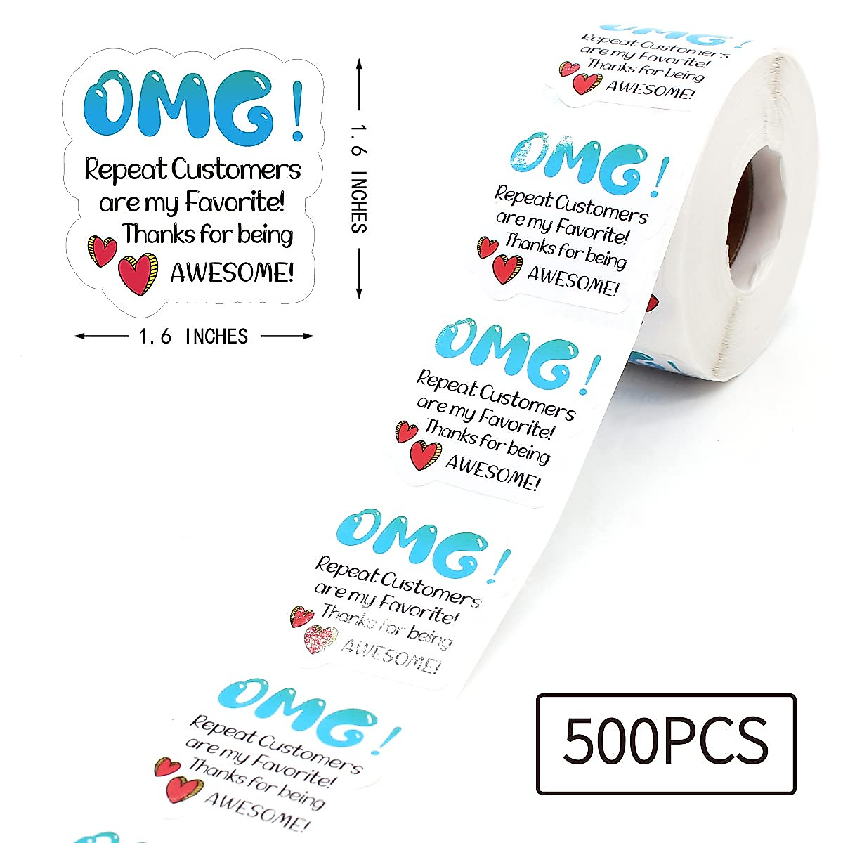 Littlefa 1.5” Repeat Customers are My Favorite Thank for Being Awesome Stickers,Bakeries Stickers,Handmade Stickers,Small Business Stickers, Envelopes Stickers, Gift Bags Packaging 500 PCS