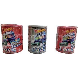 Hot Wheels 2022 Color Reveal Canisters with 2 Surprise Cars Each Bundle of 3 Packs