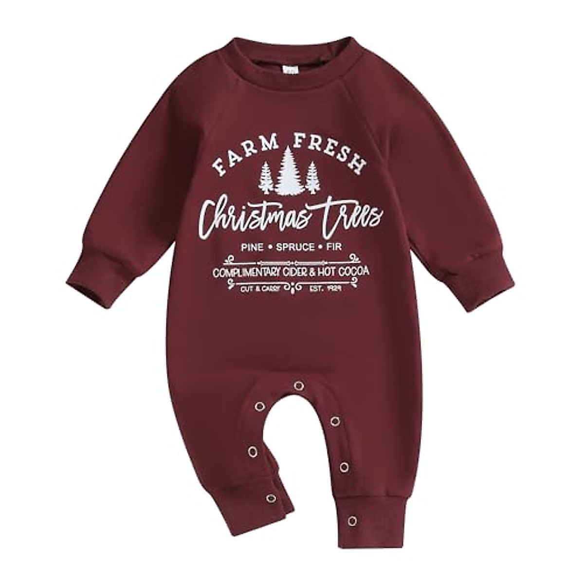 Infant Baby Girls Boys Christmas Outfits One Piece Long Sleeve Crew Neck Letter Sweatshirt Romper Playsuit Clothes (Red, 0-3 Months)