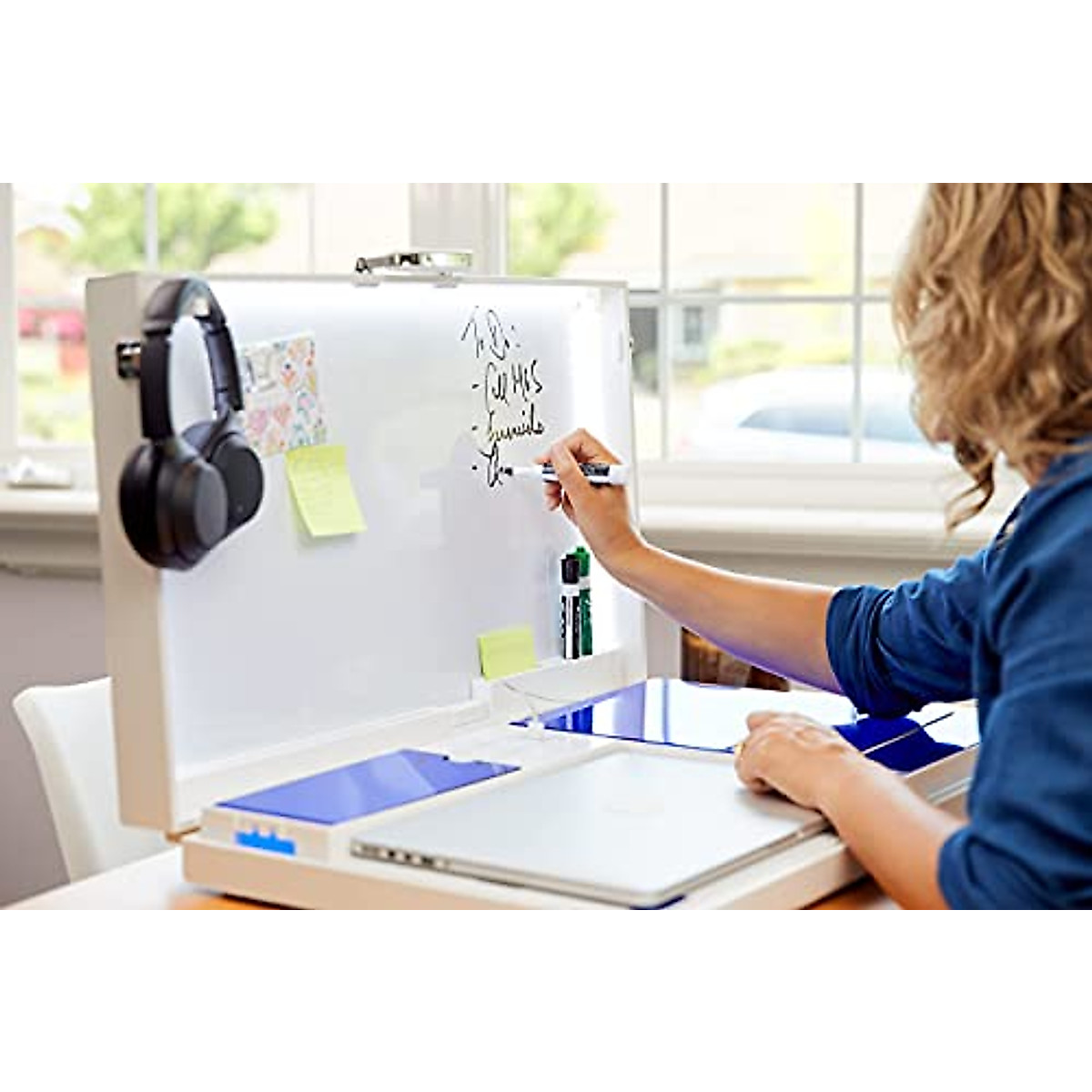 Worky 15-in-1 Home Office Portable Workstation Desk with Built-in Storage, 3.5" D x 26" W x 16.5" H, 14 Lbs, White