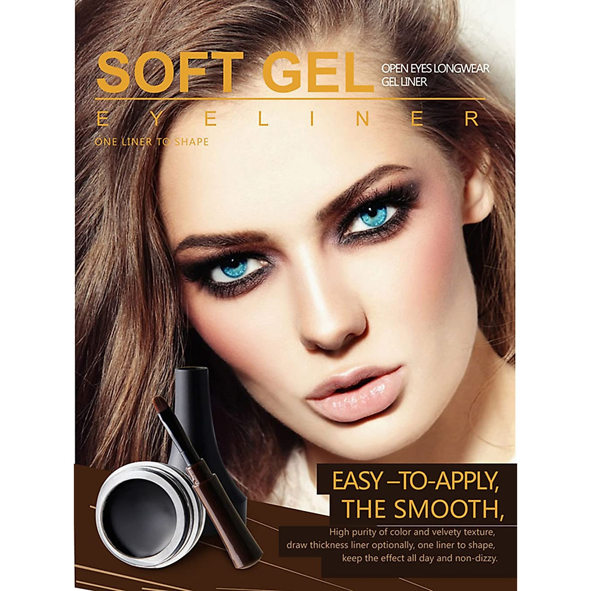 Go Ho Waterproof Gel Eyeliner Pot,Smudge proof &Long Lasting Black Eyeliner,High Pigment Smooth Cream Eyeliner Gel with Brush,Easy to Apply Eyebrow Gel Pot,1#Dark Black