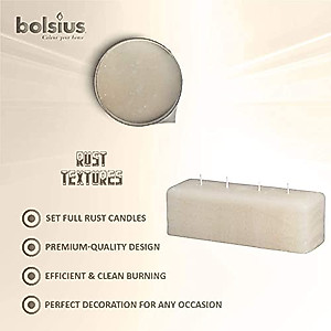 BOLSIUS Ivory Four Wick Pillar Candle Rustic - 2 Pack Big Rectangle 4 Wick Candle Set - 10 x 3.5 x 3.5 Inches - Premium European Quality - 50 Hours Burn Time - Unscented Smokeless & Relightable Flame