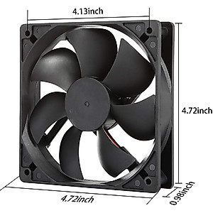 12V DC Fan Strong Quiet 120x120x25mm 12cm Small Cooling Fan 2Pin 2Wire 1600RPM High-Performance PC Fans 120mm 2-Pack