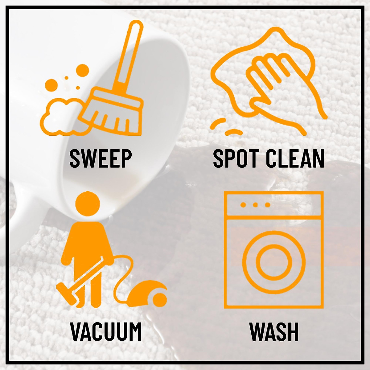 Machine Washable Leaves Design Non-Slip Rubberback 3x5 Traditional Area Rug for Living Room, Bedroom, Kitchen, 3'3" x 5', Brown