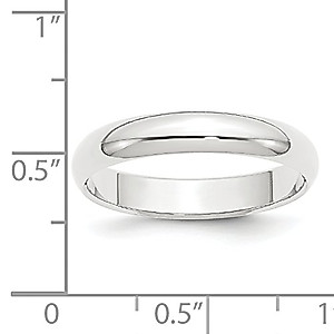 Jewelry Stores Network Solid Platinum 4 mm Comfort Fit Rounded Wedding Band Ring Size 5.5