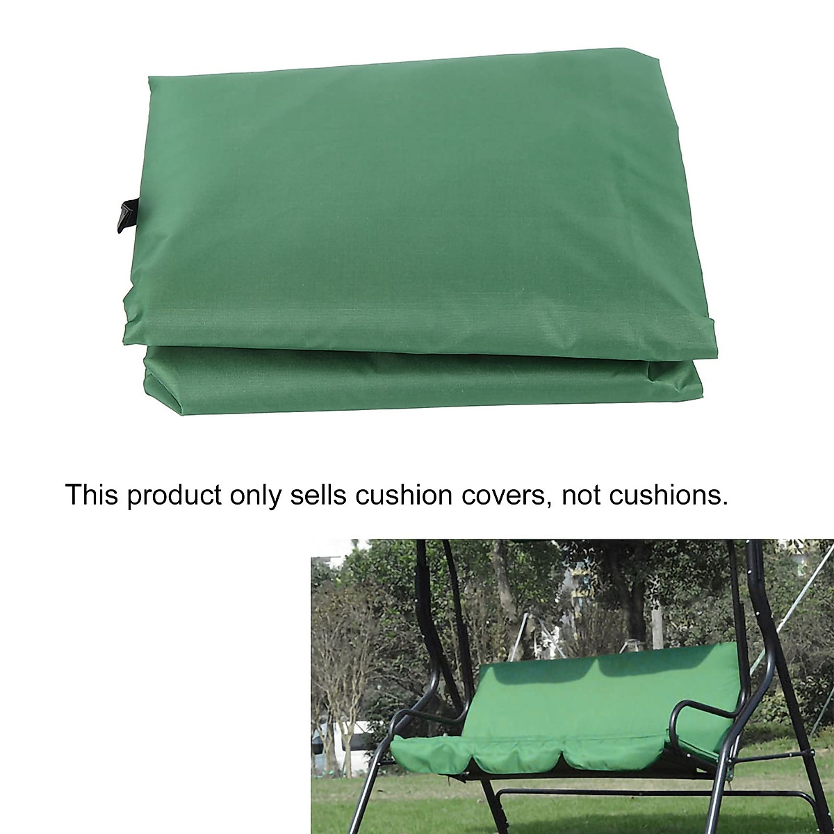 Swing Seat Cushion Cover, Outdoor Patio Swing Cushion Replacement 3 Seater Swing Seat Cushion Cover, Waterproof Garden Swing Chair Protection Cover, 150 x 50 x 10CM(Green)