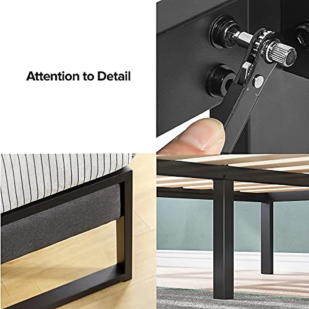 ZINUS Christina Upholstered Platform Bed Frame with Headboard, No Box Spring Needed, Wood Slat Support, Easy Assembly, Queen