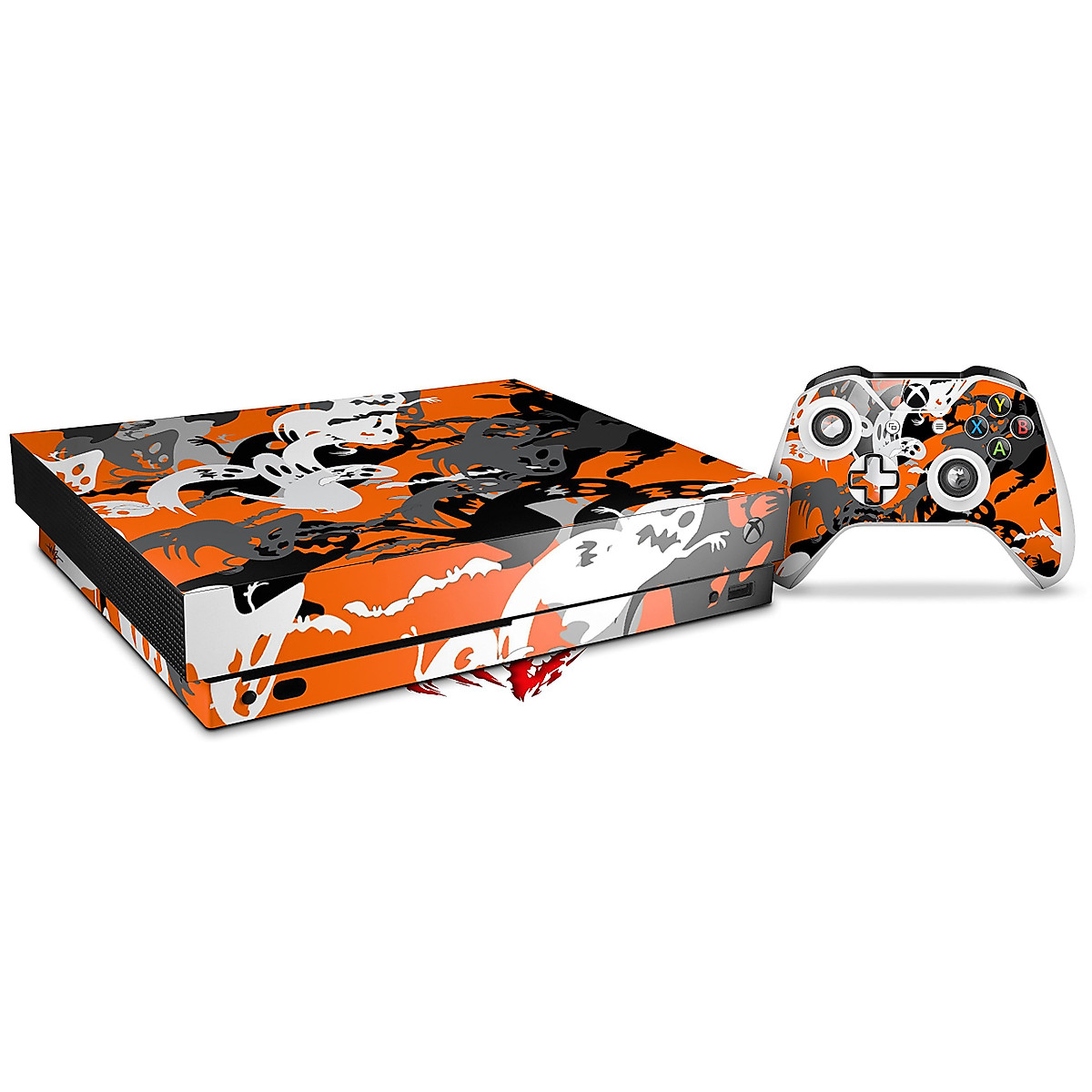 WraptorSkinz Decal Vinyl Skin Wrap Compatible with Xbox One X Console and Controller - Halloween Ghosts