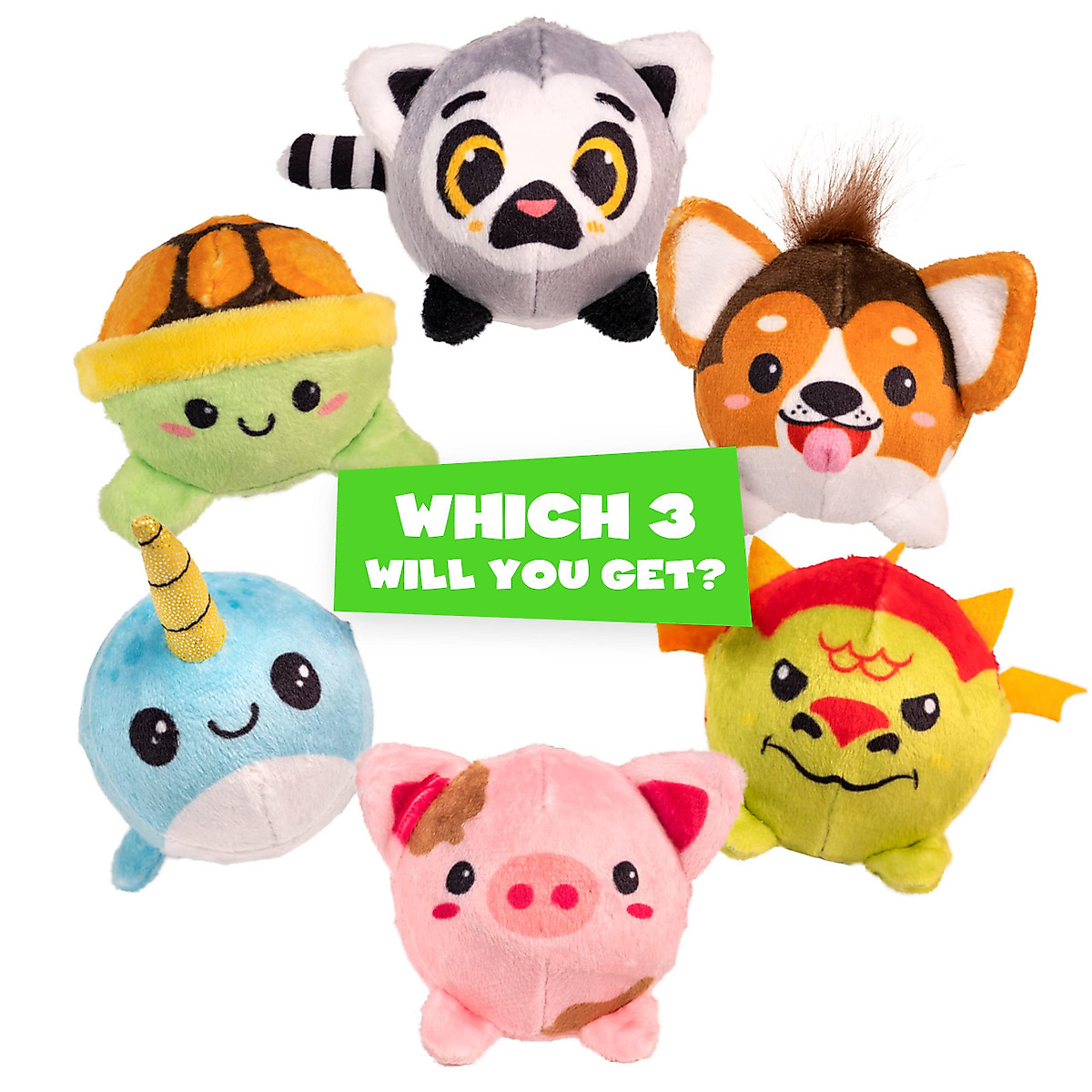 Plush Crush - Series 5 - Puzzle Ball (3-Pack), Surprise Collectible Character Bouncy Ball Plush Toy, Blind Bag by Scentco