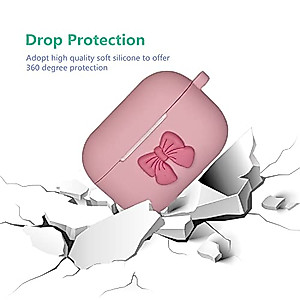 case for Airpods Pro 2nd Generation Cover, Stylish Bowknot Women Girls Kids Soft Silicone Skin Cover Protective Case with Bow Pearl Wrist Keychain for Apple Airpods Pro 2 Charging Case 2022 (Pink)