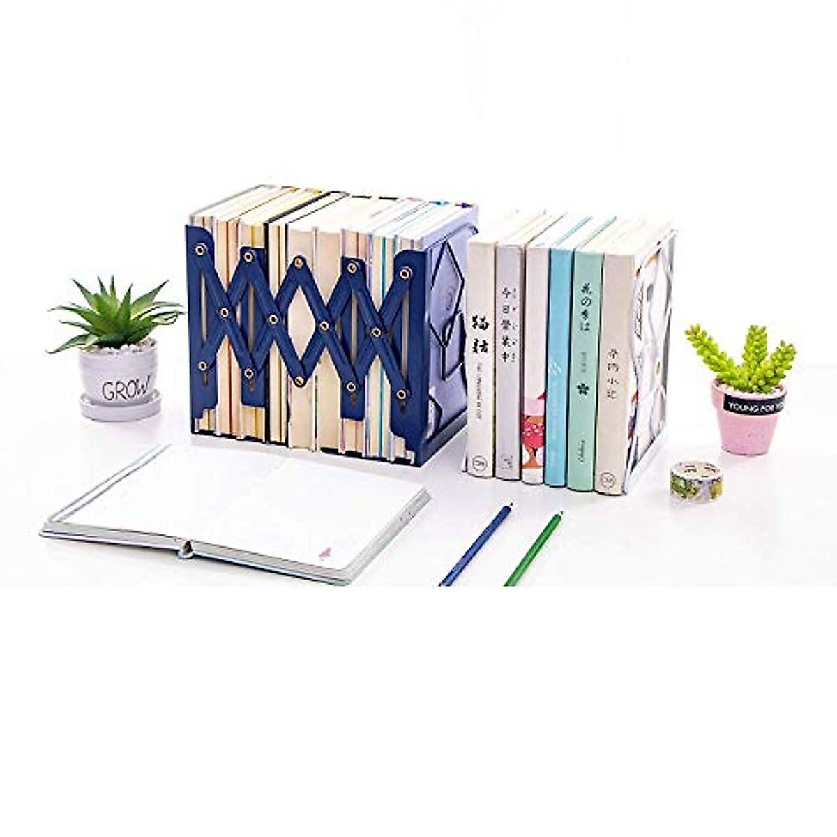 YIHUI Book Ends,Decorative Adjustable Book Ends for Shelves Heavy Books,Nonslip Book Stander for Desk, Shelf, Office, Stationery Kids Gift (Black)