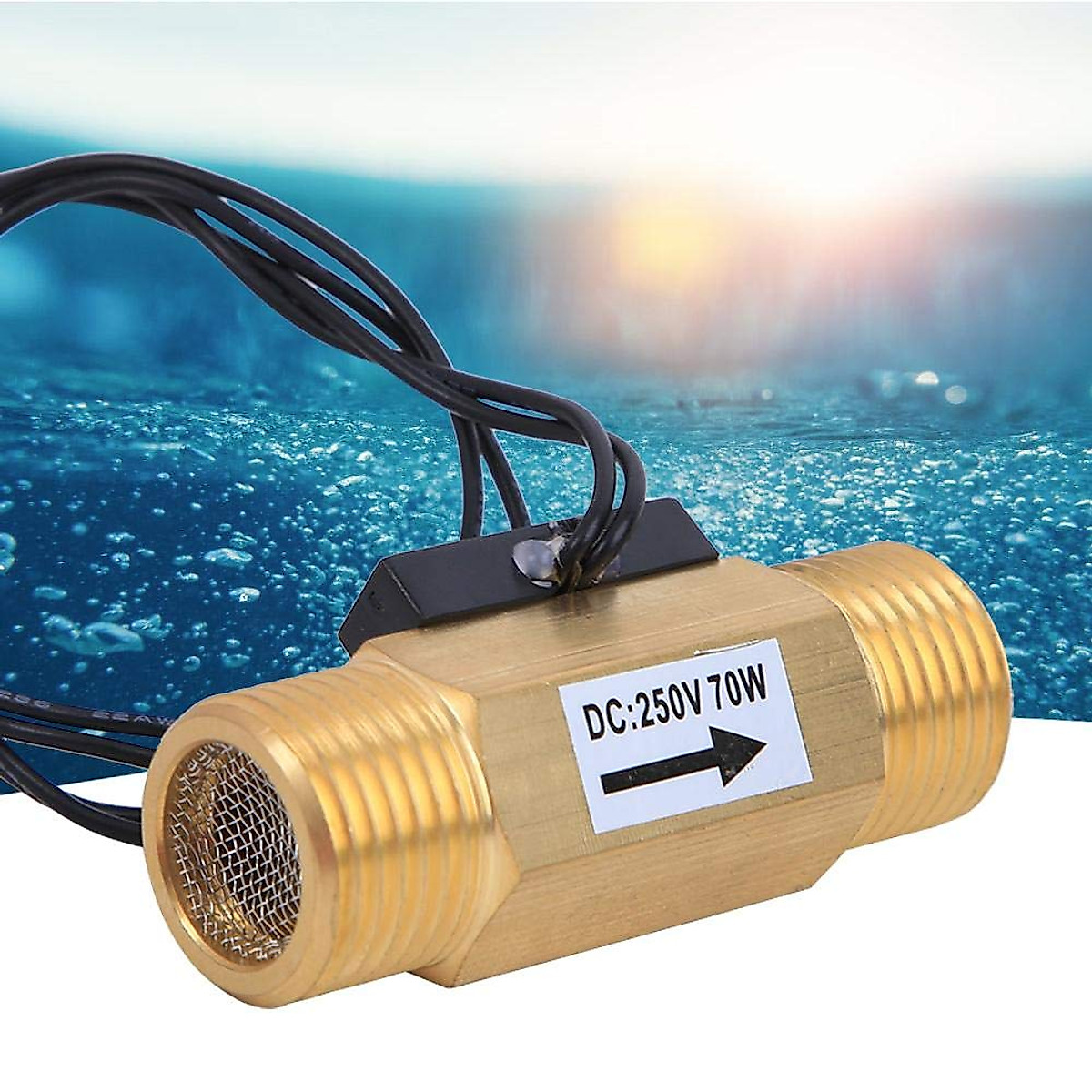 Water Flow Meter, 1/2 Inch Brass Water Flow Sensor Switch, Industrial Electromagnetic Flow Meter, for Industrial Automation, Mechanical Equipment, Air Compression, Refrigeration, Heating, Ventilation