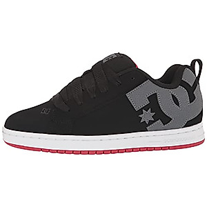DC Shoes Men's Court Graffik Casual Low Top Skate Shoe Sneaker, Black/Grey/RED, 11