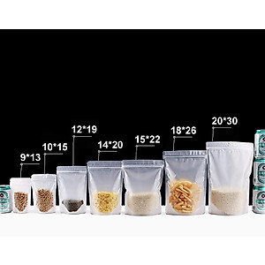 50 Pack Matte Frosted Clear Zipper Food Bags, MYANGHAOT Stand Up Pouch Bag Resealable Stand Up Candy Bags, Snack Food Tea Packing Dried Fruit Pouches (5.51" x 7.87")