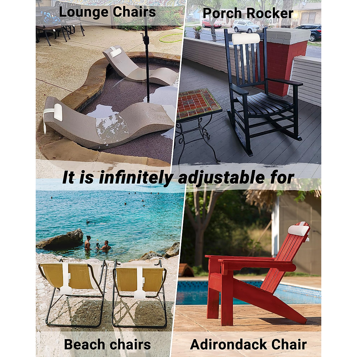 AOSYCO Headrest Pillow for Chaise Lounge, All Weather Weighted Outdoor Chaise Head Pillow, Pool Chaise Lounge Pillows Sunbathing Swing Pool Furniture, Chaise Lounge Cushion