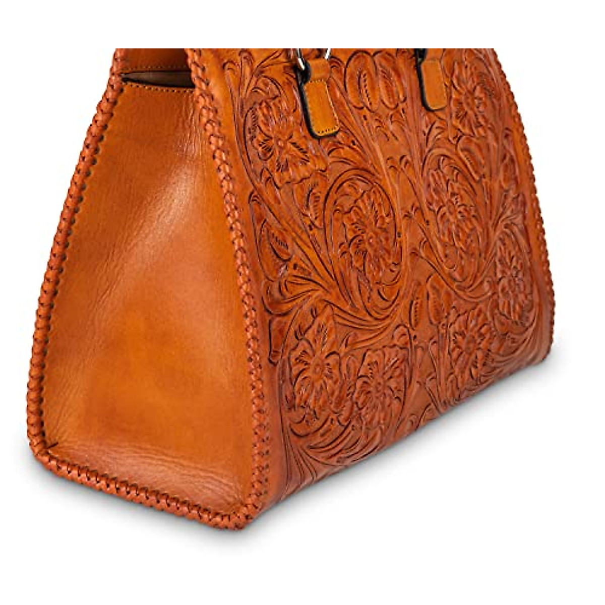 Mauzari Carlotta Women's Extra Large Tooled Leather Tote (Chestnut)