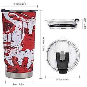 FHENMSA Reusable Plastic Water Cups with Lids,Bloody Handprints Print Anti-overflow Cup,sports Travel Coffee Cup