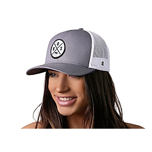 HAKA Boston Hat – BOS Trucker Hat for Men & Women, Adjustable Baseball Cap, Mesh Snapback, Outdoor Golf Hat - Gray & White