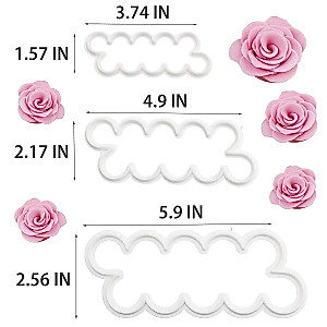 Gum Paste Rose Cutter Cake Decorating - 3Pcs Flower Petal Mold Rose Cookie Cutter Fondant Cutters Flower Cookie Cutters Edible Rose Flower Fondant Tools - Gum Paste Flowers Cake Cutter Plastic Flower