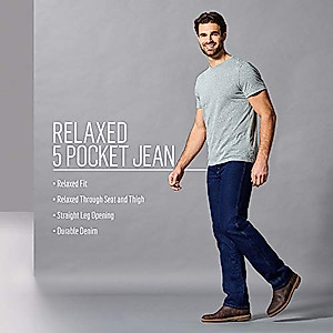 Rustler Men's Classic Relaxed Fit, Dark Stonewash, 34W x 30L