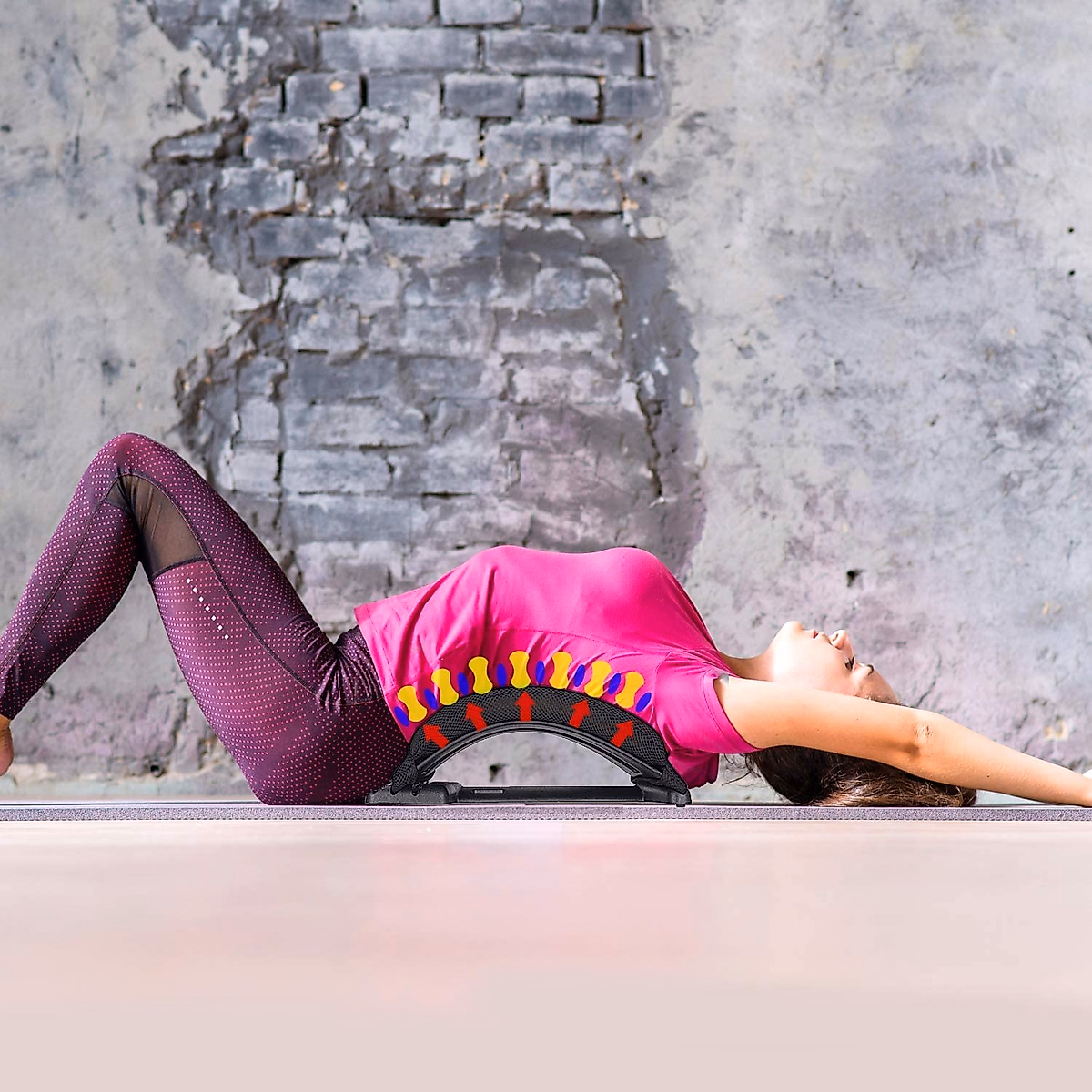 2023 Upgrade Multifunction Back Stretching Device Massager and Memory Foam Lumbar Support Pillow for Office Chair, Lower Back Pain Relief