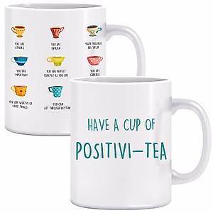 LNOKRIM Positivi-Tea Mug, Positivity Self Affirmation Coffee Cup, Gift for Teacher Therapist Counselor, Positive Self-Talk Coffee Mug, 11 Oz Self Regulation Tea Cup