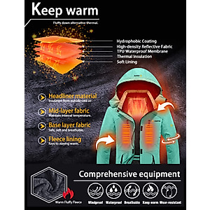 GEMYSE Women's Mountain Waterproof Ski Snow Jacket Warm Winter Windproof Raincoat with Detachable Hood(Lake Blue-6,Large)