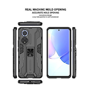 Asuwish Phone Case for Honor 50 5G/Huawei Nova 9 with Tempered Glass Screen Protector Cover and Slim Stand Hybrid Rugged Magnetic Back Film Cell Mobile Accessories Hawaii Nova9 Honor50 Women Men Black