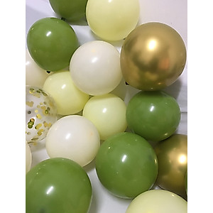 Olive Green Gold Balloons 12inch – Ivory White Pastel Yellow Green Balloons for Baby Shower Wedding Birthday Party Decorations 60 packs (Lime Green)