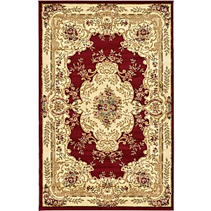 Unique Loom Versailles Collection Area Rug - Charles (5' 3" x 8' Rectangle Red/Cream)