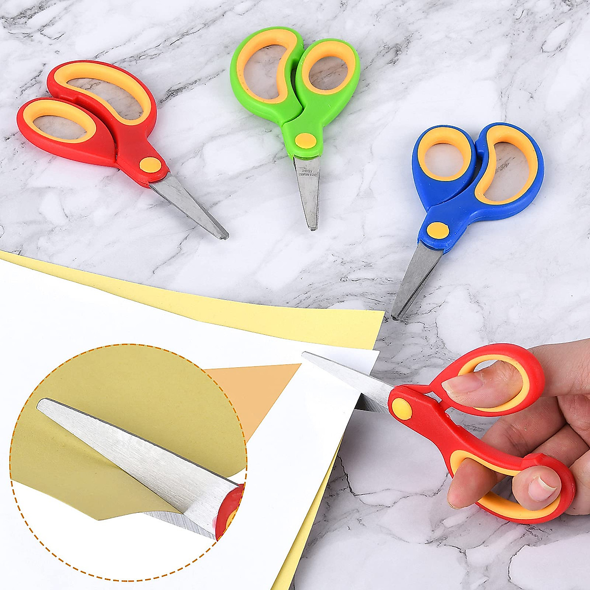 ELECKEY Scissors for School Kids Student, Kids Scissors 36 Count Bulk Set Teacher Pack(Rounded-tip, Blunt), 5 Inch