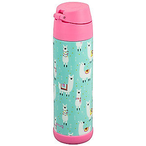 Snug Kids Water Bottle - insulated stainless steel thermos with straw (Girls/Boys) - Llamas, 17oz