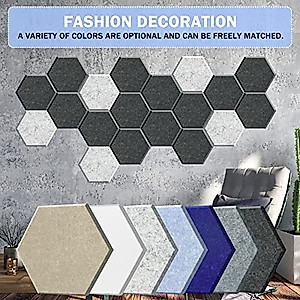 SHJADE Acoustic Panels Hexagon Self-Adhesive, 12 Pack Soundproof Wall Padding, 12" X 10" X 0.4" Absorption Panel Used in Home and Offices(Grey)