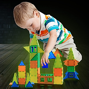 Rotemox 32 Pieces Glow in The Dark Magnetic Tiles Set for Kids 3+, 3D Educational Building Magnetic Blocks, Construction Magnets for Kids Birthday Gift