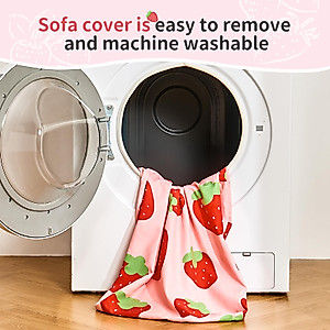 IFNOW Toddler Couch, Kids Chair Couch, 2-in-1 Kids Couch Fold Out, Convertible Kids Sofa to Lounger for Girls and Boys Chair for Toddlers Kids Chairs Toddler Baby Couch Kids Gifts (Strawberry, Medium)